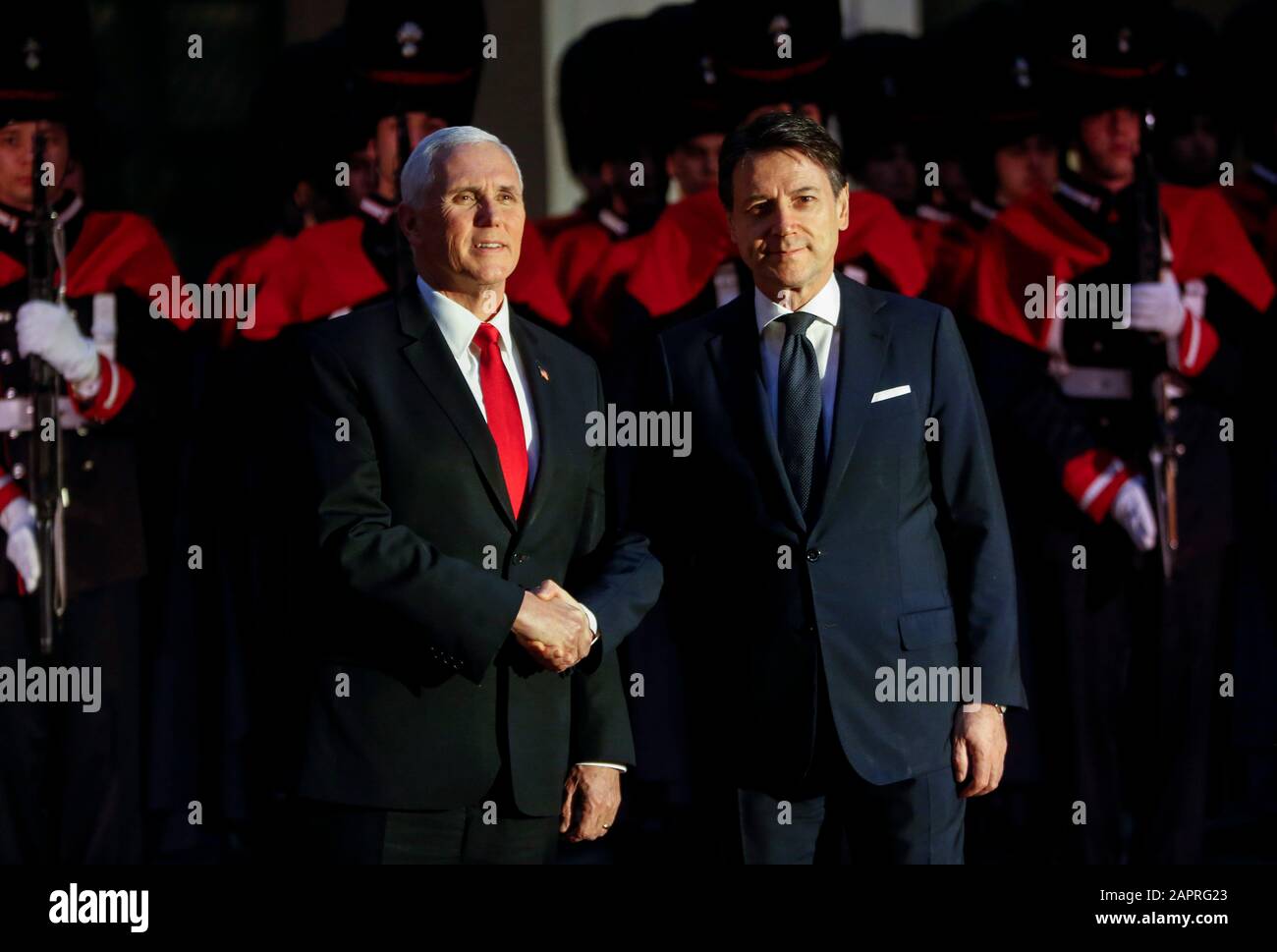 Rome, Italy. 24th Jan, 2020. Italian Premier Giuseppe Conte, right ...