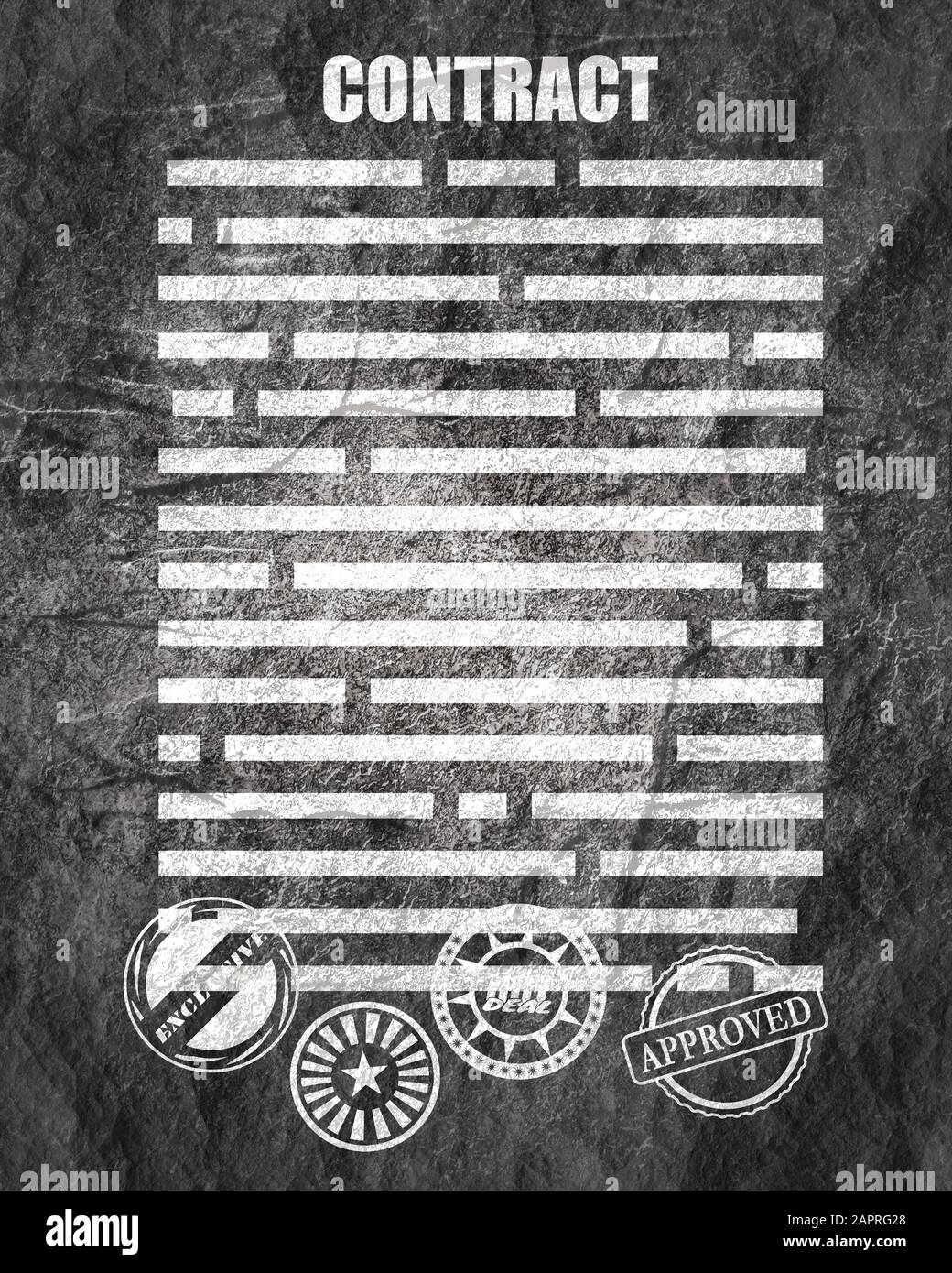 Illustration of a Approved Paper Document with Stamps Stock Photo - Alamy