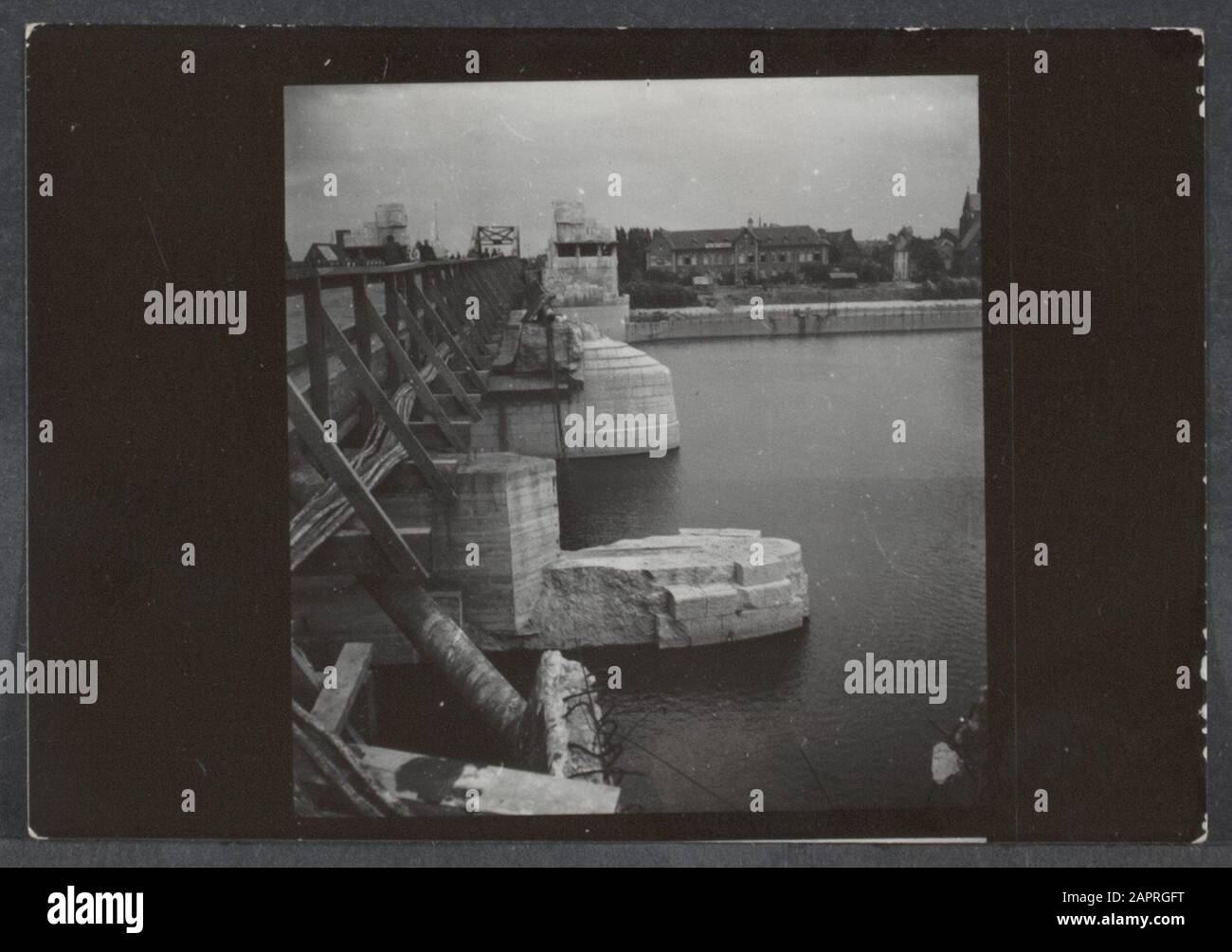 Devastations: bridges. 1940 Emergency bridges built over destroyed ...