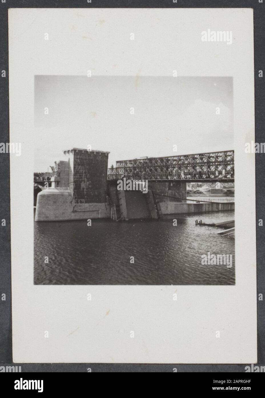 Devastations: bridges. 1940 Emergency bridges built over destroyed ...