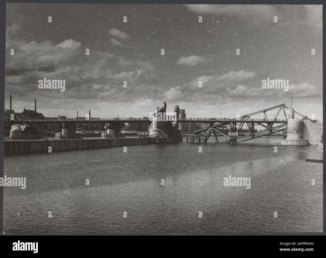 Devastations: bridges. 1940 Emergency bridges built over destroyed ...