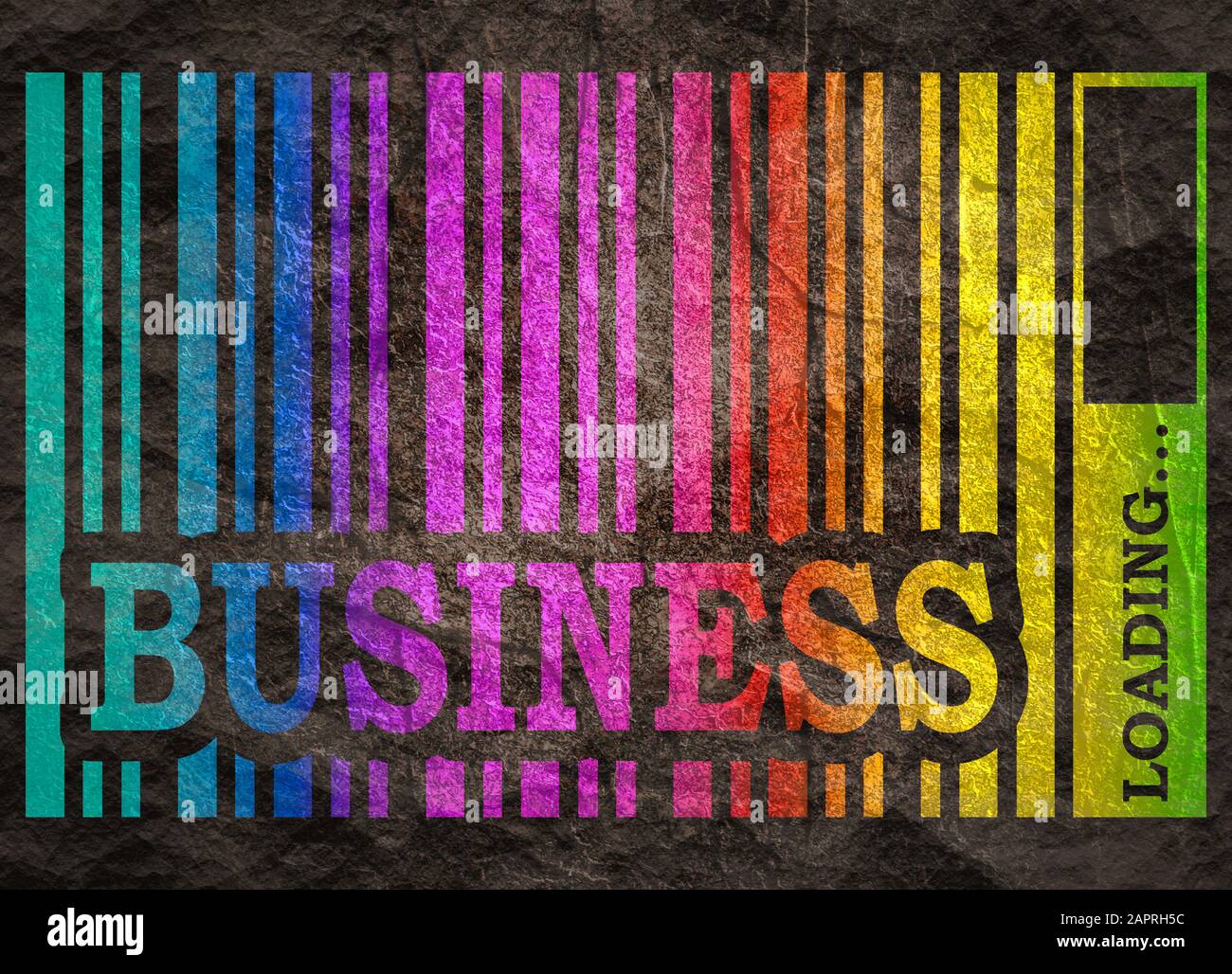 Multicolor business text in bar code. Loading bar. Relative for retail ...