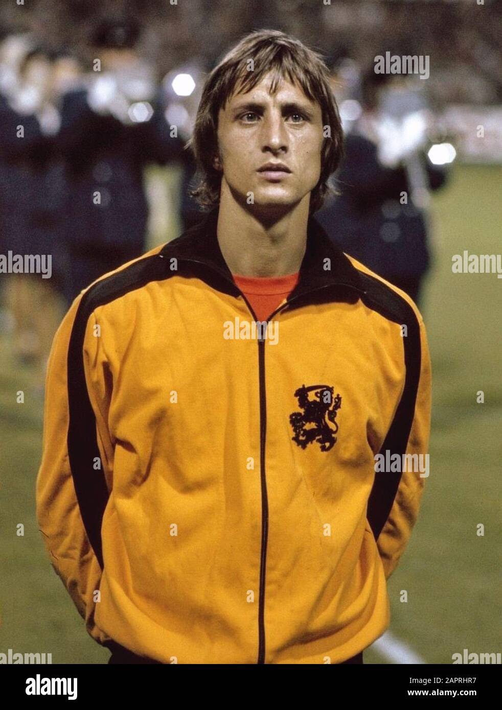 Johan Cruyff in tracksuit Dutch team, head Stock Photo - Alamy