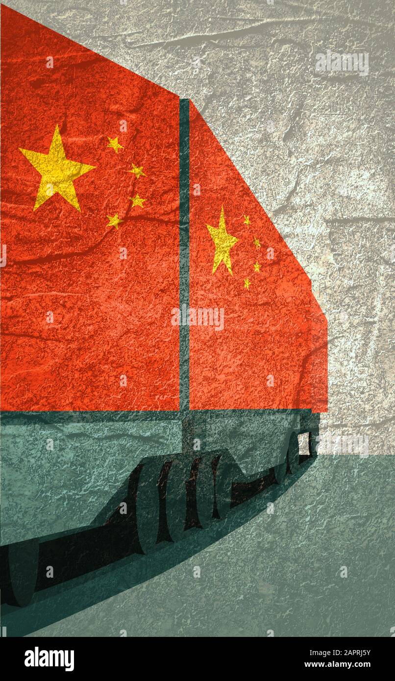 Train Freight transportation. Cargo transit. Container textured by flag ...
