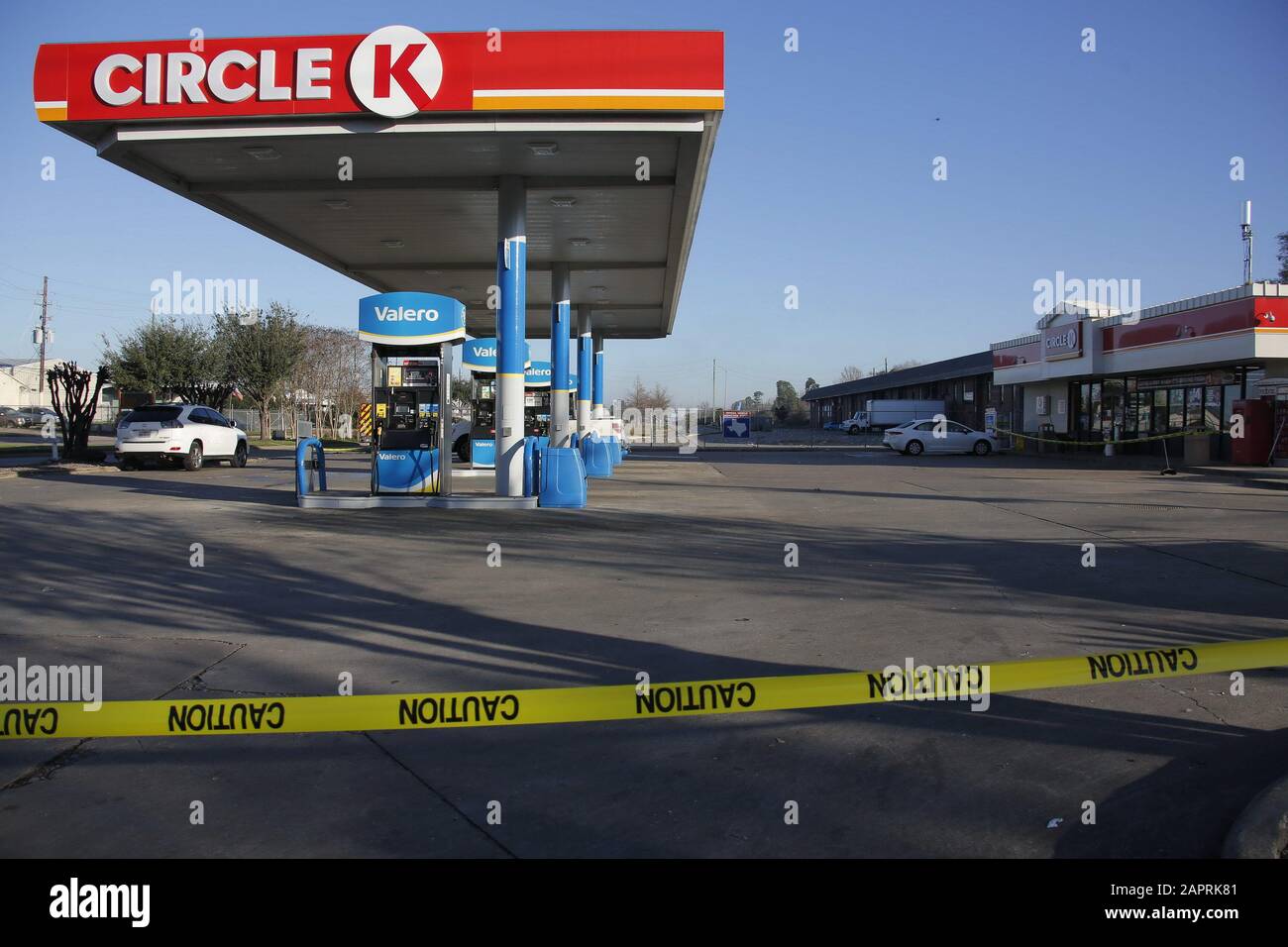 Houston, USA. 24th Jan, 2020. Safety cordon region is set up around an ...