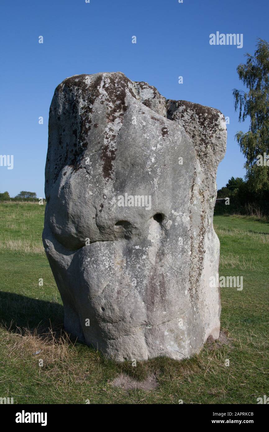 A stone at the Neolithic Henge Monument at Avebury, Wiltshire, UK Stock ...