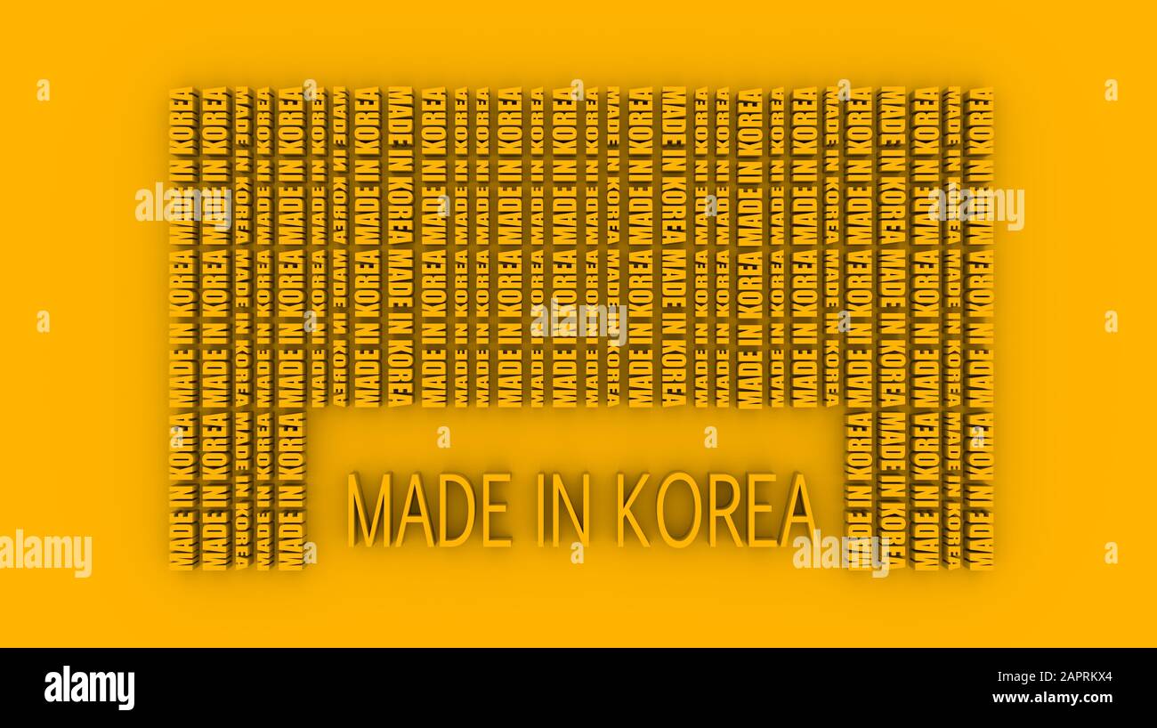 Made in Korea bar code. Lines consist of words. 3D rendering Stock ...