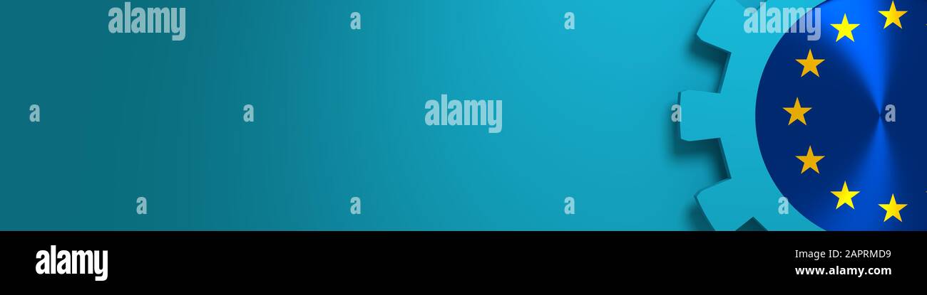 Web Banner, Header Layout Template. Gear and European Eunion flag ...