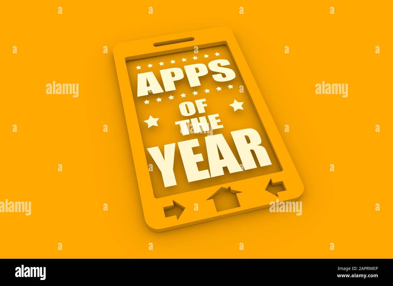 Apps of the year text on phone screen. Abstract touchscreen with ...