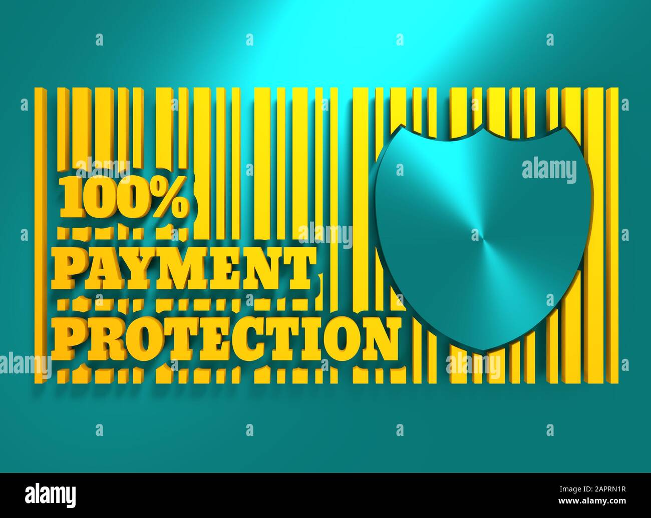 Buyer protection. Internet payments security. Bar code and shield. 3D ...