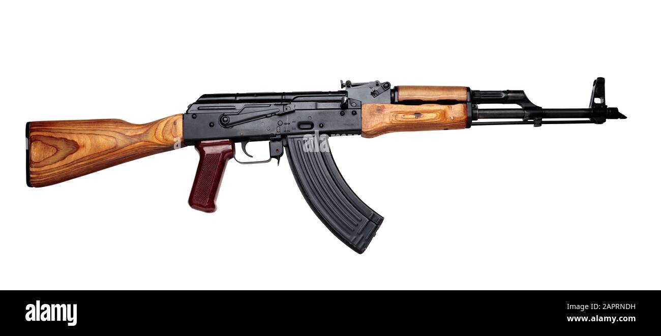 Kalashnikov assault rifle akm assembled isolated on white background ...
