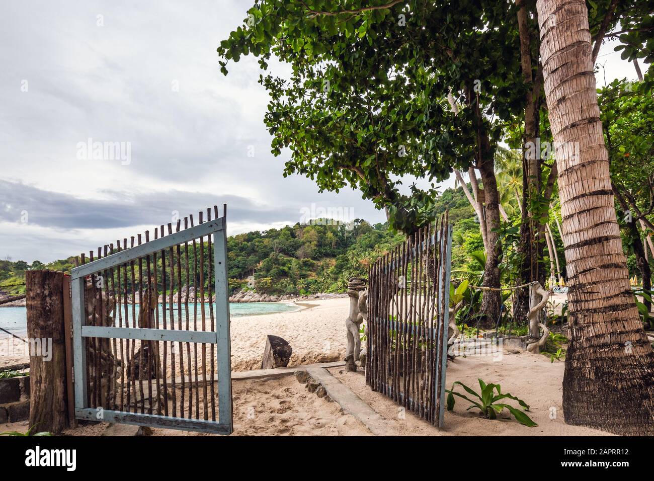 Gates at beautiful tropical island with white sand beach and turquoise ...