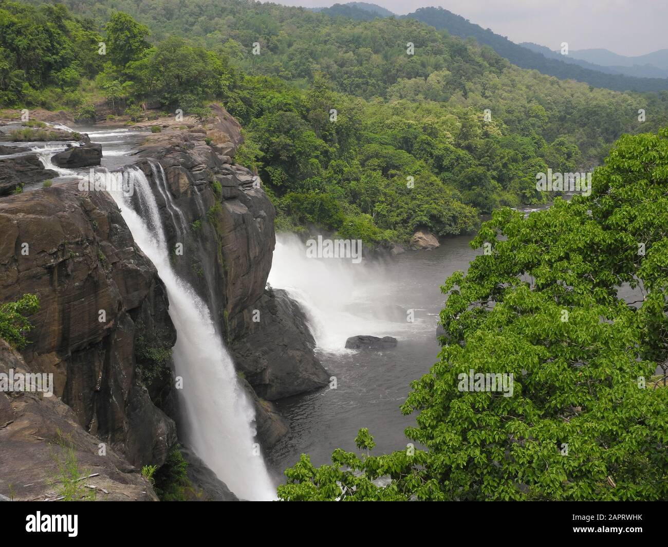 High view Athirappilly waterfalls in Kerala Kochi region Stock Photo ...
