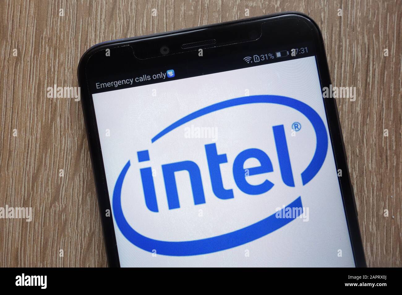 Intel logo displayed on a modern smartphone Stock Photo - Alamy