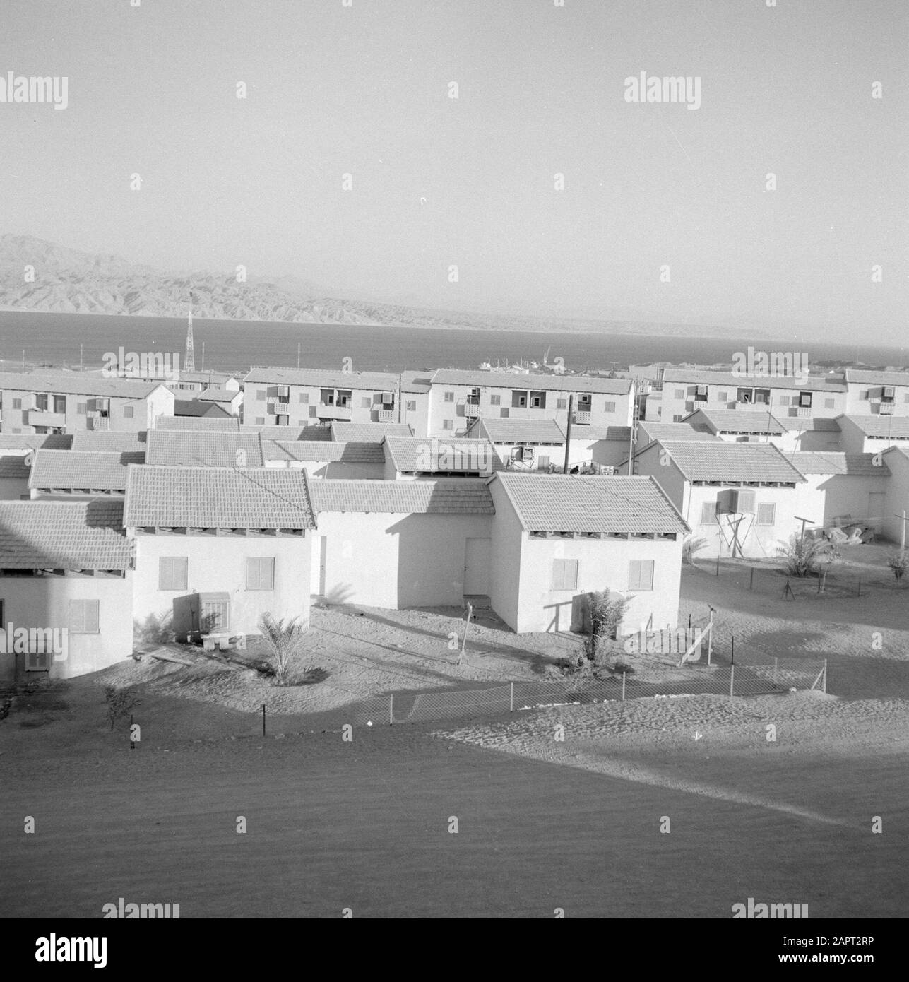 Eilath. View of a new residential area and of the Gulf of Aqaba with ...