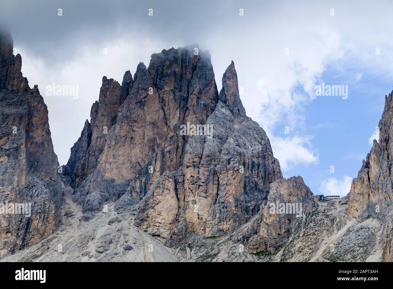 The Toni Demetz refuge / rifugio in the Sassolungo / Langkofel mountain ...