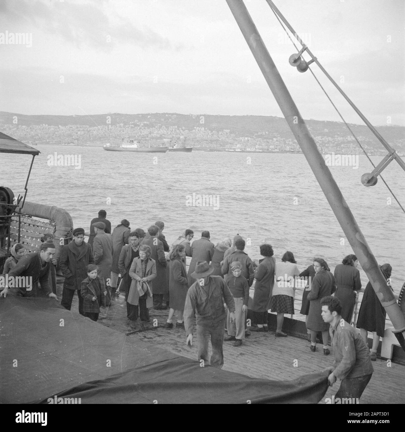 Israel 1948-1949 Emigrants (oil) on their way to Israel on board a ship ...