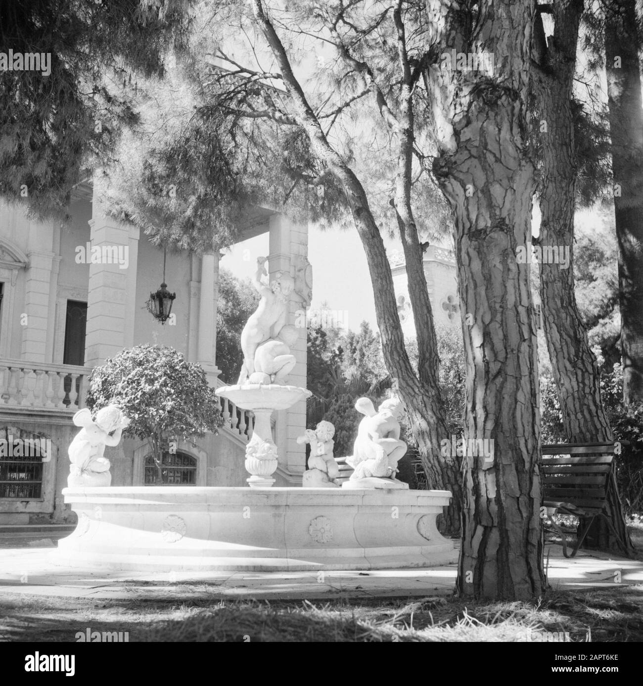 Middle East 1950-1955: Lebanon Fountain in the garden of a classic ...
