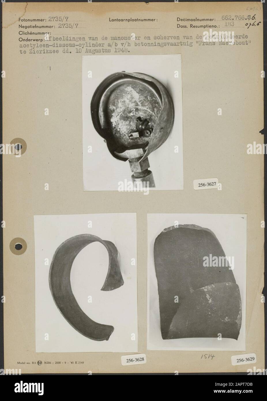 Photo 1: Pressure gauge of the exploded acetylene dissouscilinder on ...