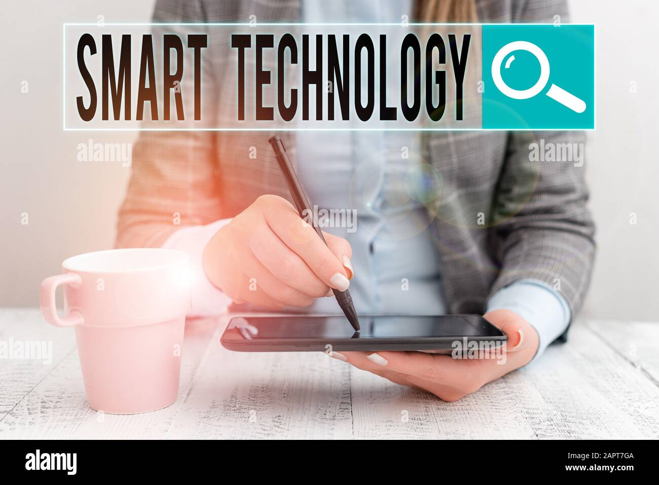 Conceptual hand writing showing Smart Technology. Concept meaning used to protect and prevent ...