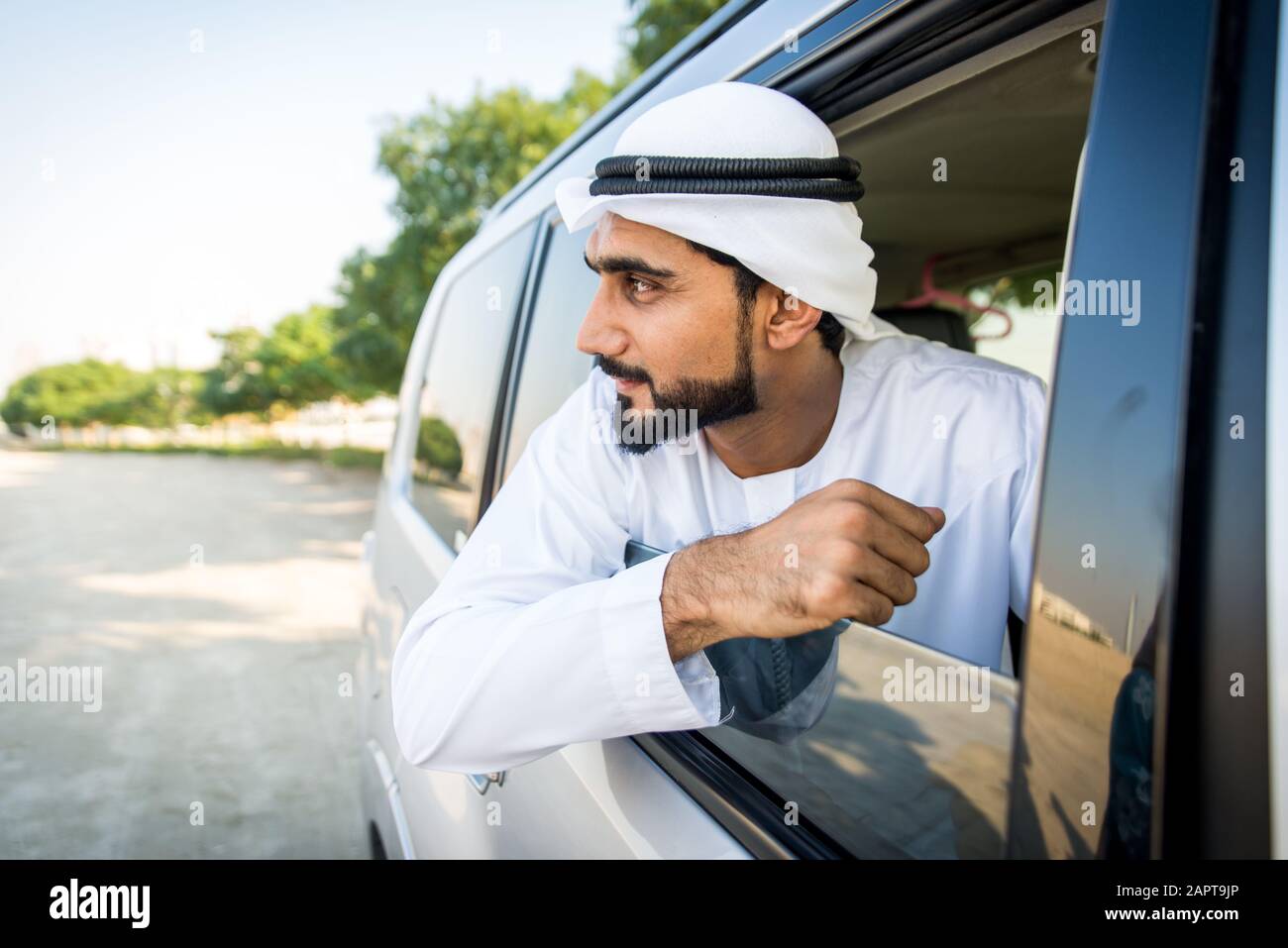 Handsome arabic man driving a car Stock Photo - Alamy