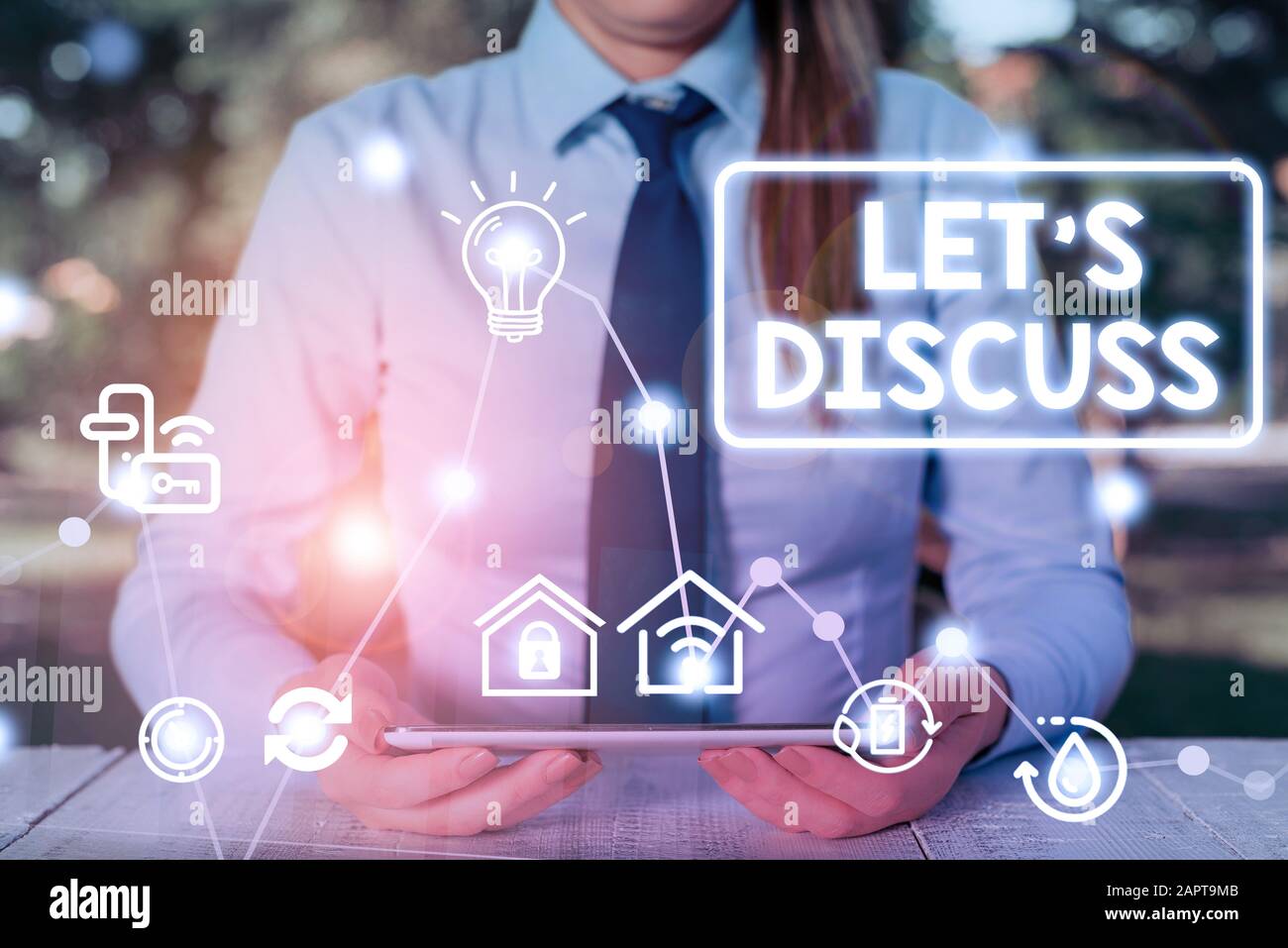 Writing note showing Let S Discuss. Business concept for asking someone ...