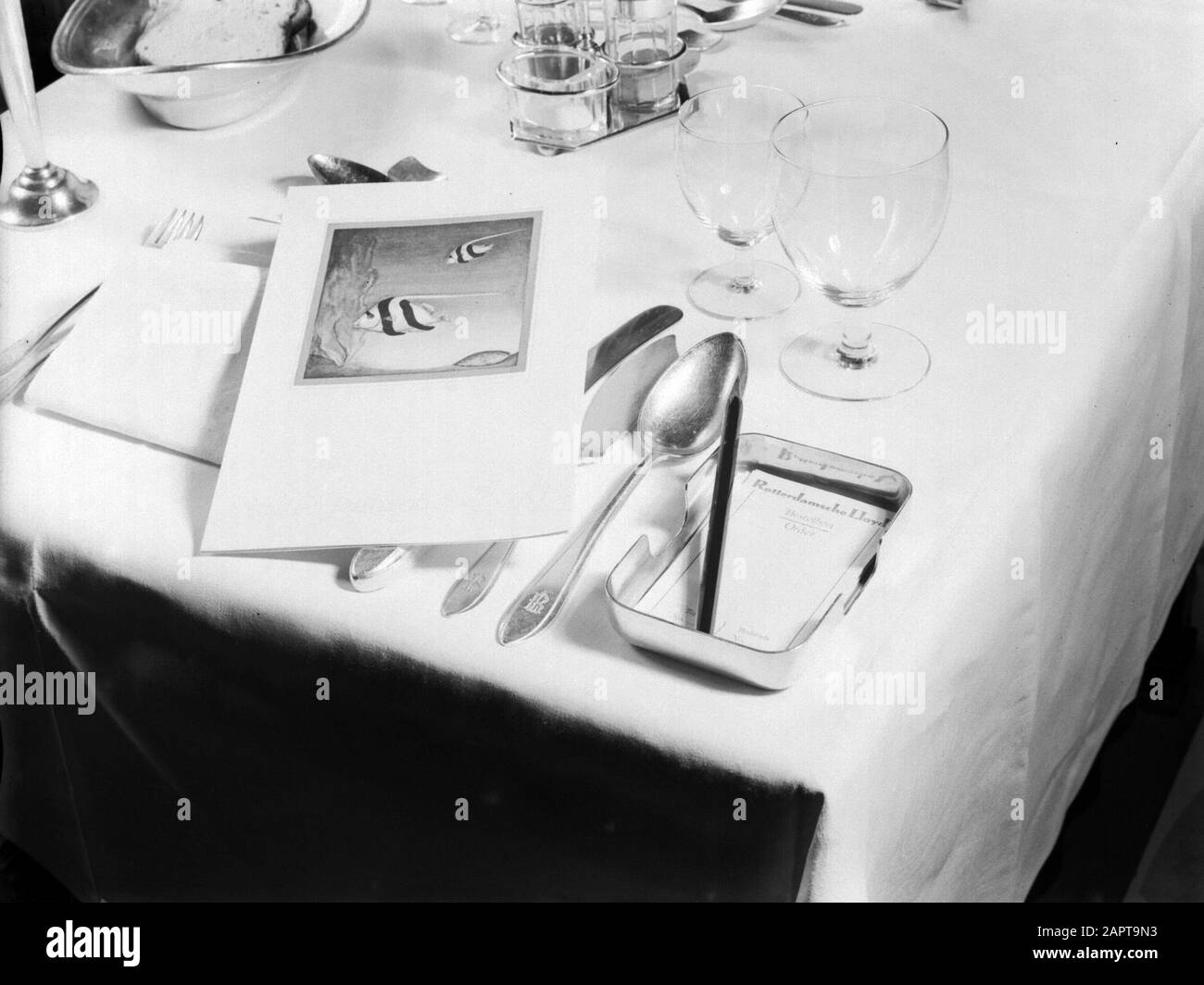 Rotterdamsche Lloyd - covered dining table on board Covered table with ...