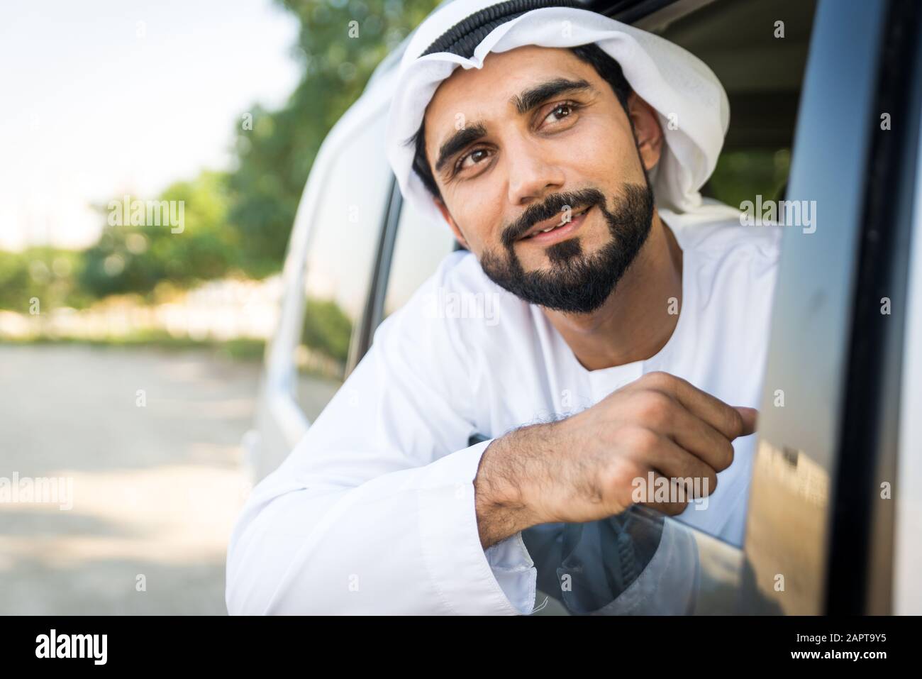 Handsome arabic man driving a car Stock Photo - Alamy
