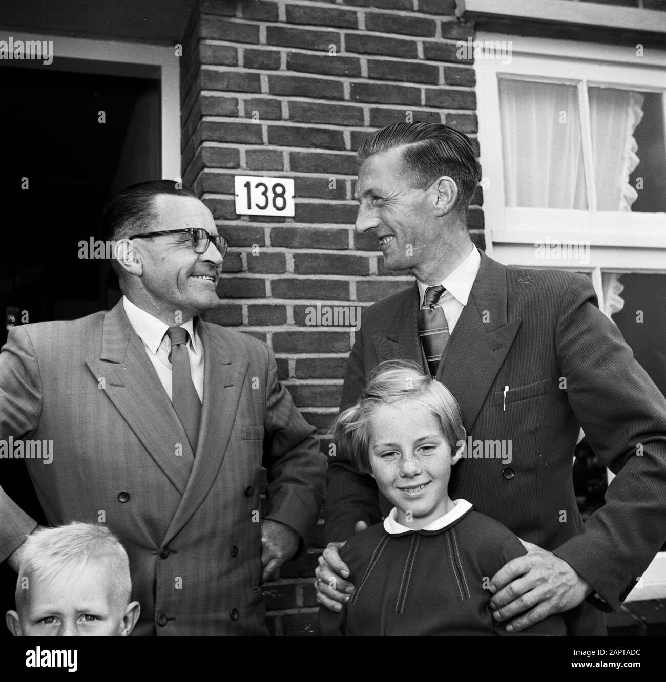 Gerard de Jong and Ynse Postma at the front door of De Jongs residence ...