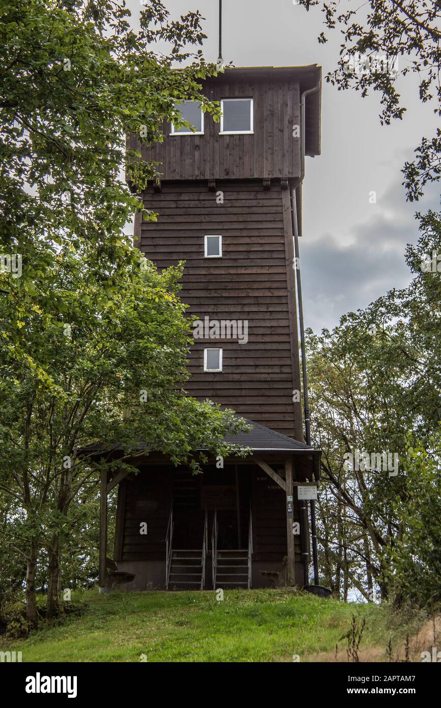 wooden lookout tower on mountain Stock Photo - Alamy