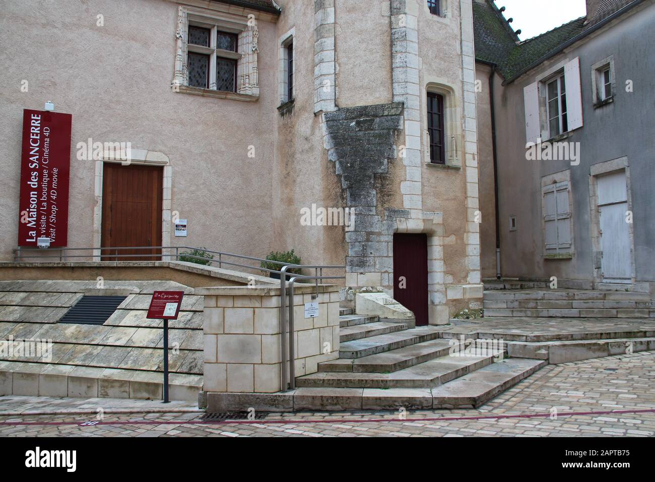 medieval mansion and street in sancerre in berry (france Stock Photo ...
