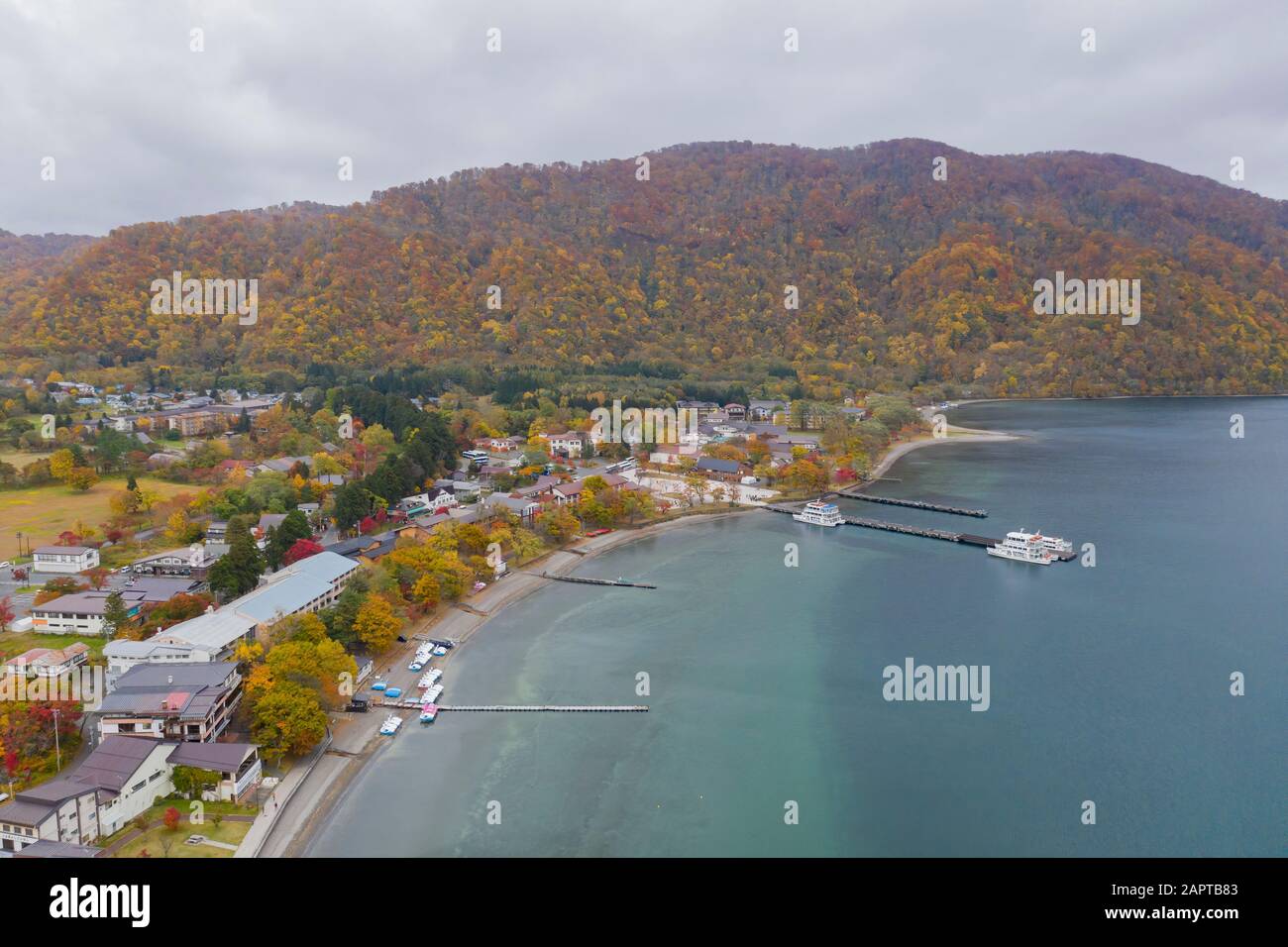 Aerial view of the Lake Towada at Aomori, Japan Stock Photo - Alamy