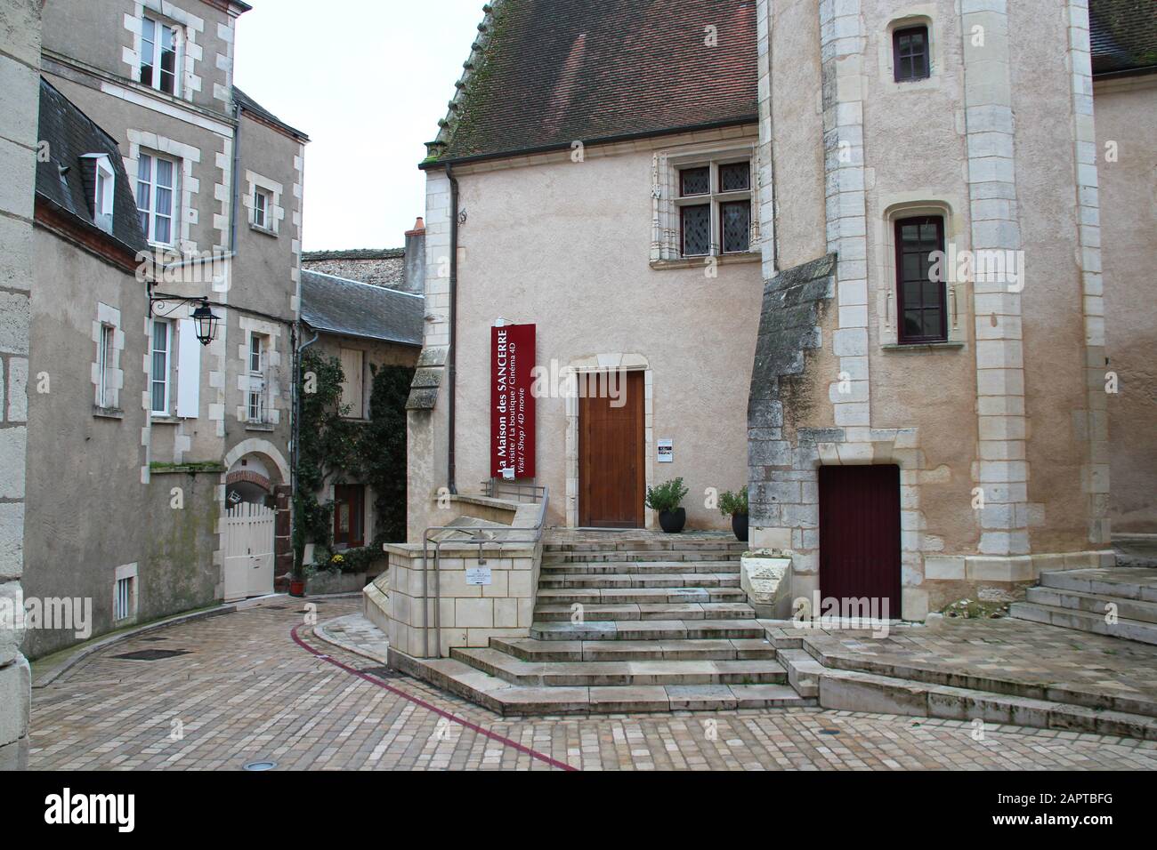 medieval mansion and street in sancerre in berry (france Stock Photo ...
