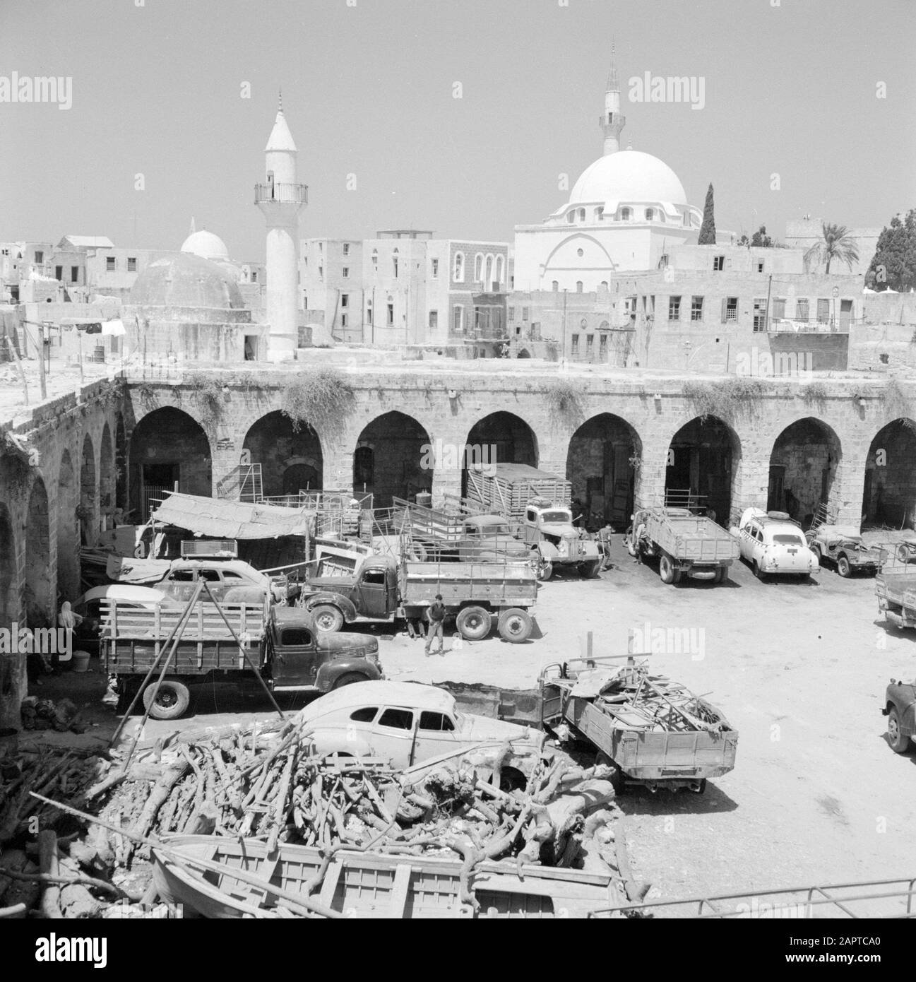 Israel 1964-1965: Akko (Acre), street sculptures View of a square ...