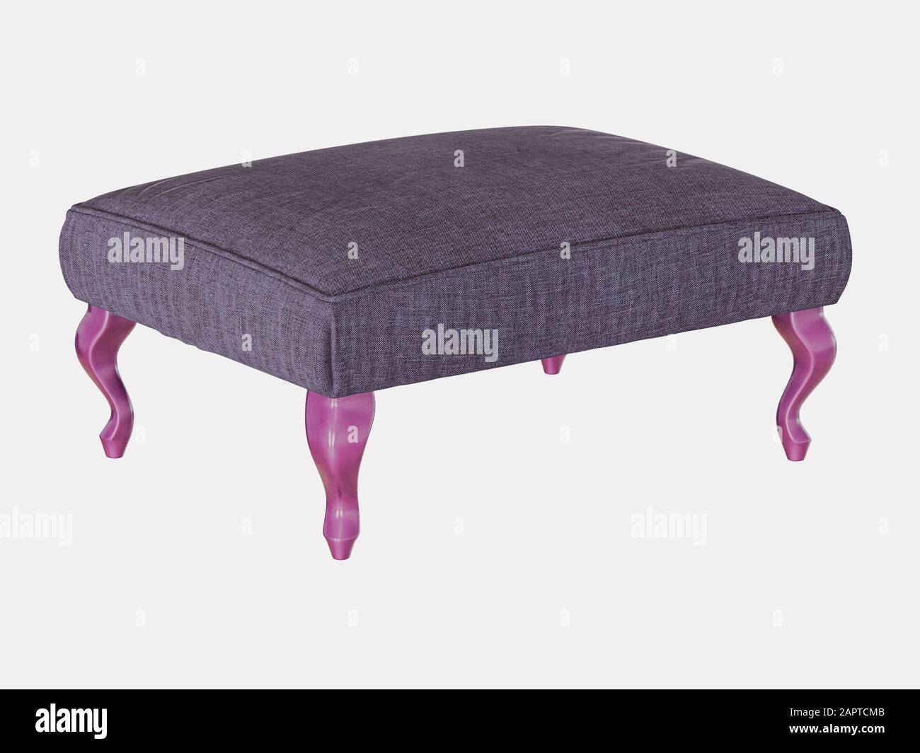 Purple pouf fabric on a white background 3d rendering Stock Photo - Alamy