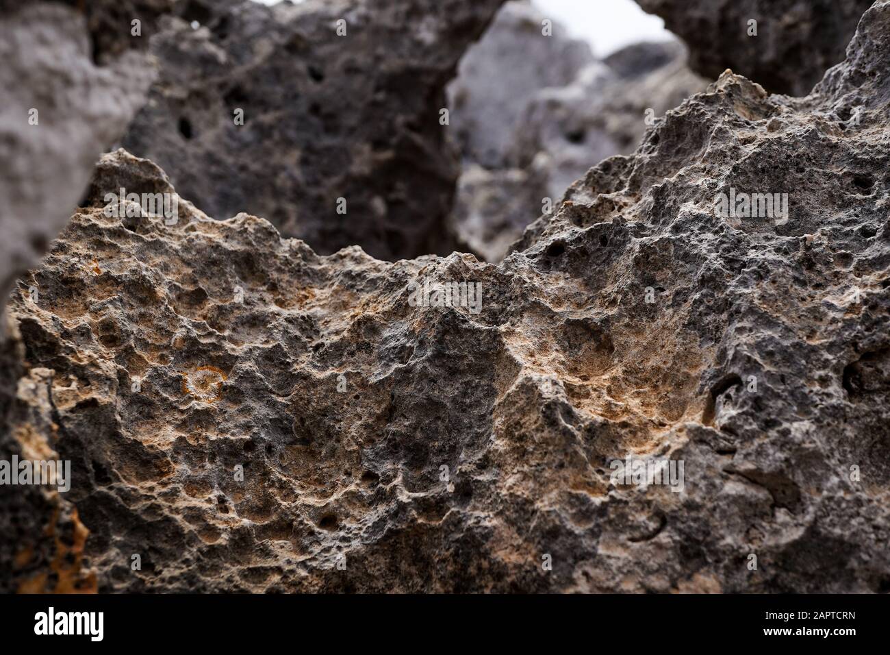great rock texture close up photography, blue sky background Stock ...