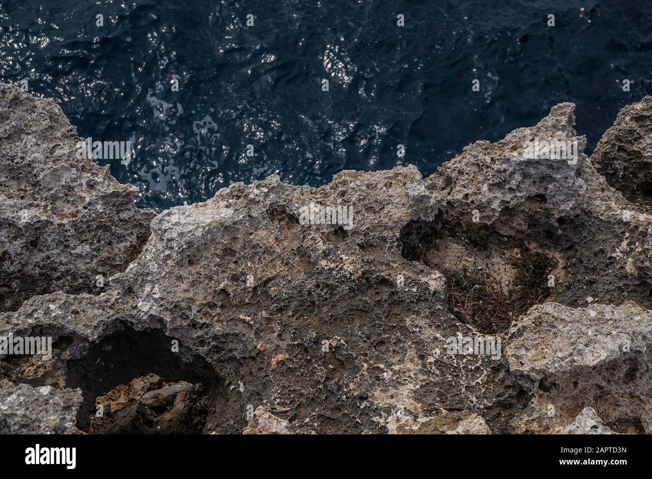 Aerial view of sea waves and fantastic Rocky coast, Danger sea wave ...
