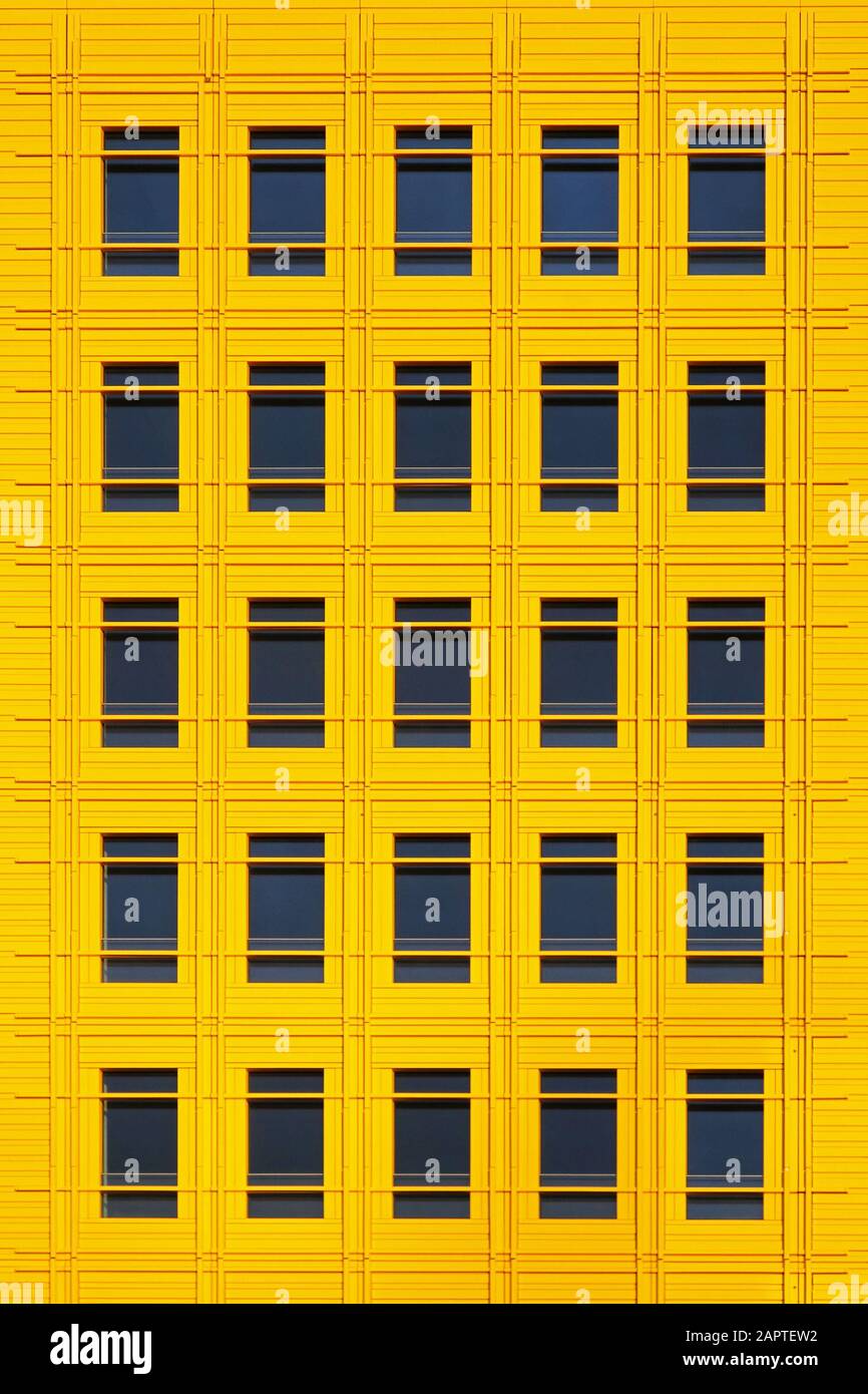 Detail of modern yellow building facade with horizontal stripes Stock ...