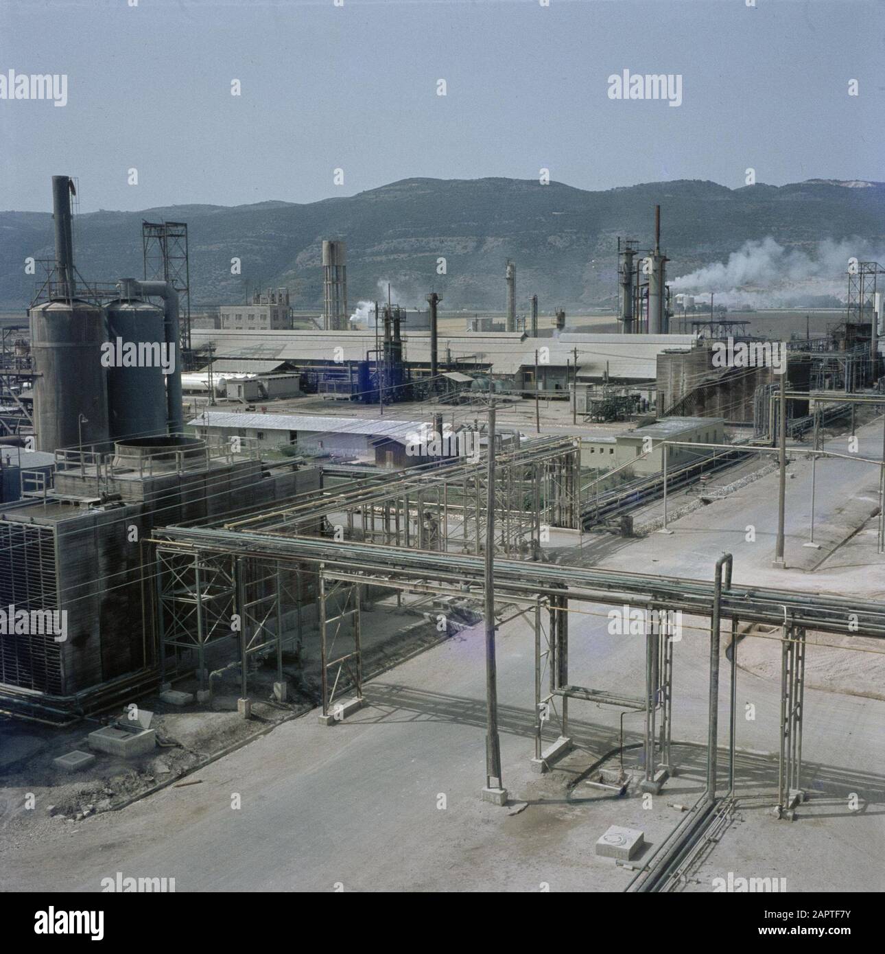 Israel 1964-1965 Haifa. View of the site of a fertilizer factory with ...
