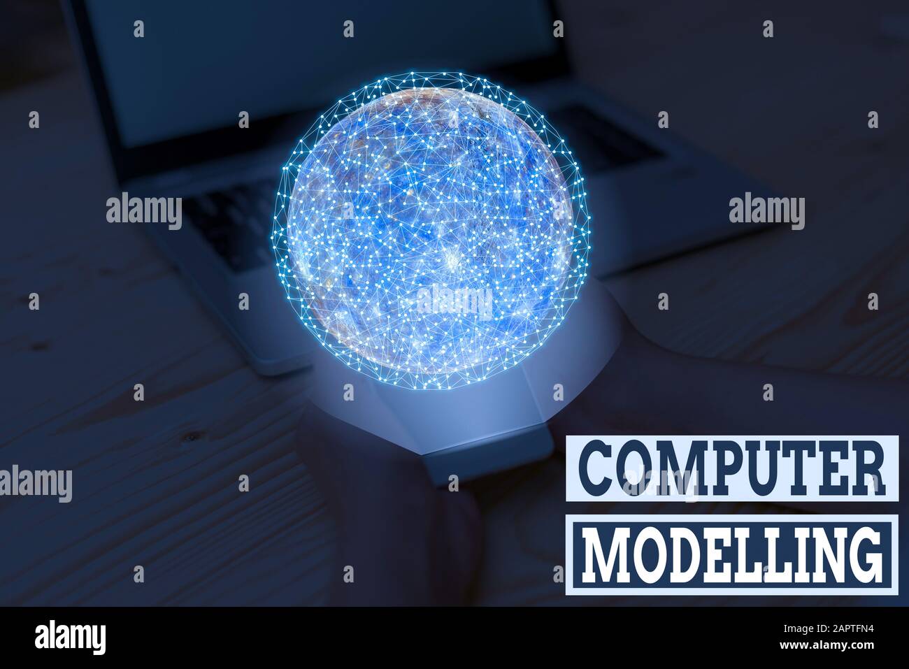 Handwriting text writing Computer Modelling. Conceptual photo using a ...