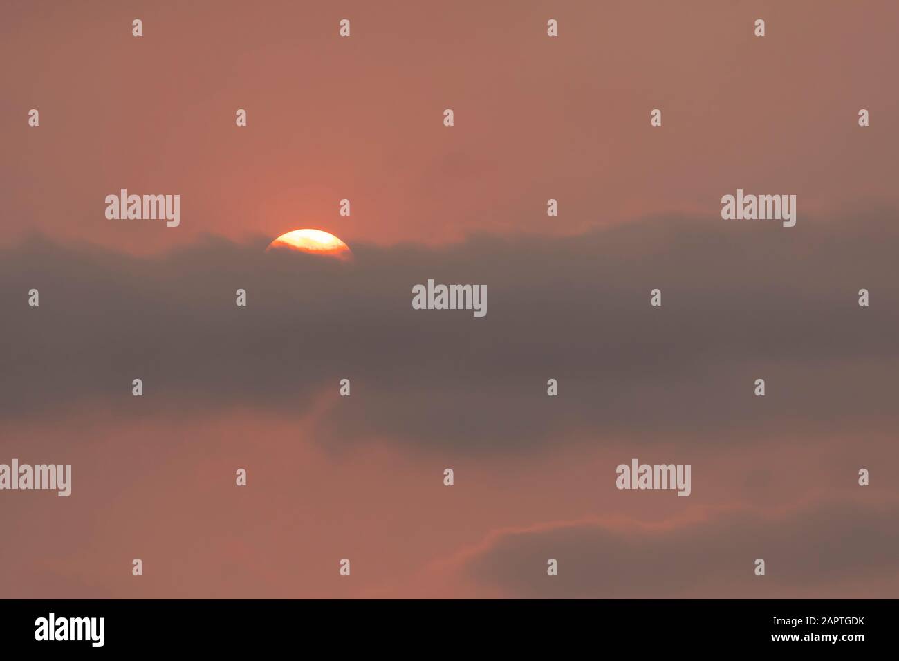 Bushfire smoke induced red sunset in the Blue Mountains in Australia ...