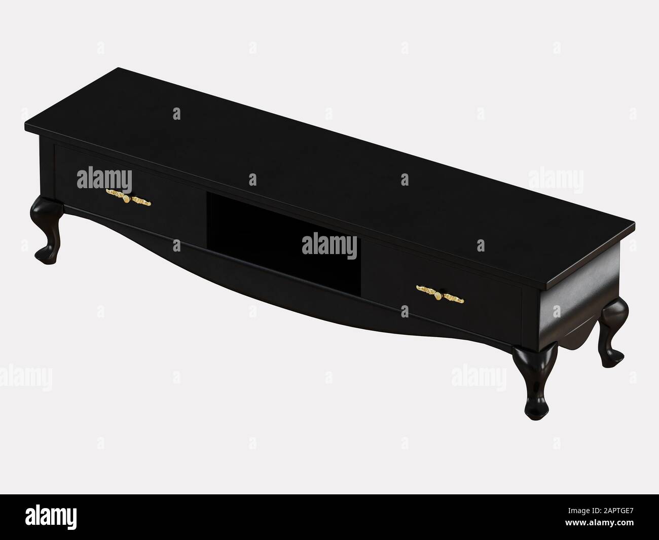 Black chest of drawers with boxes on a white background 3d rendering ...