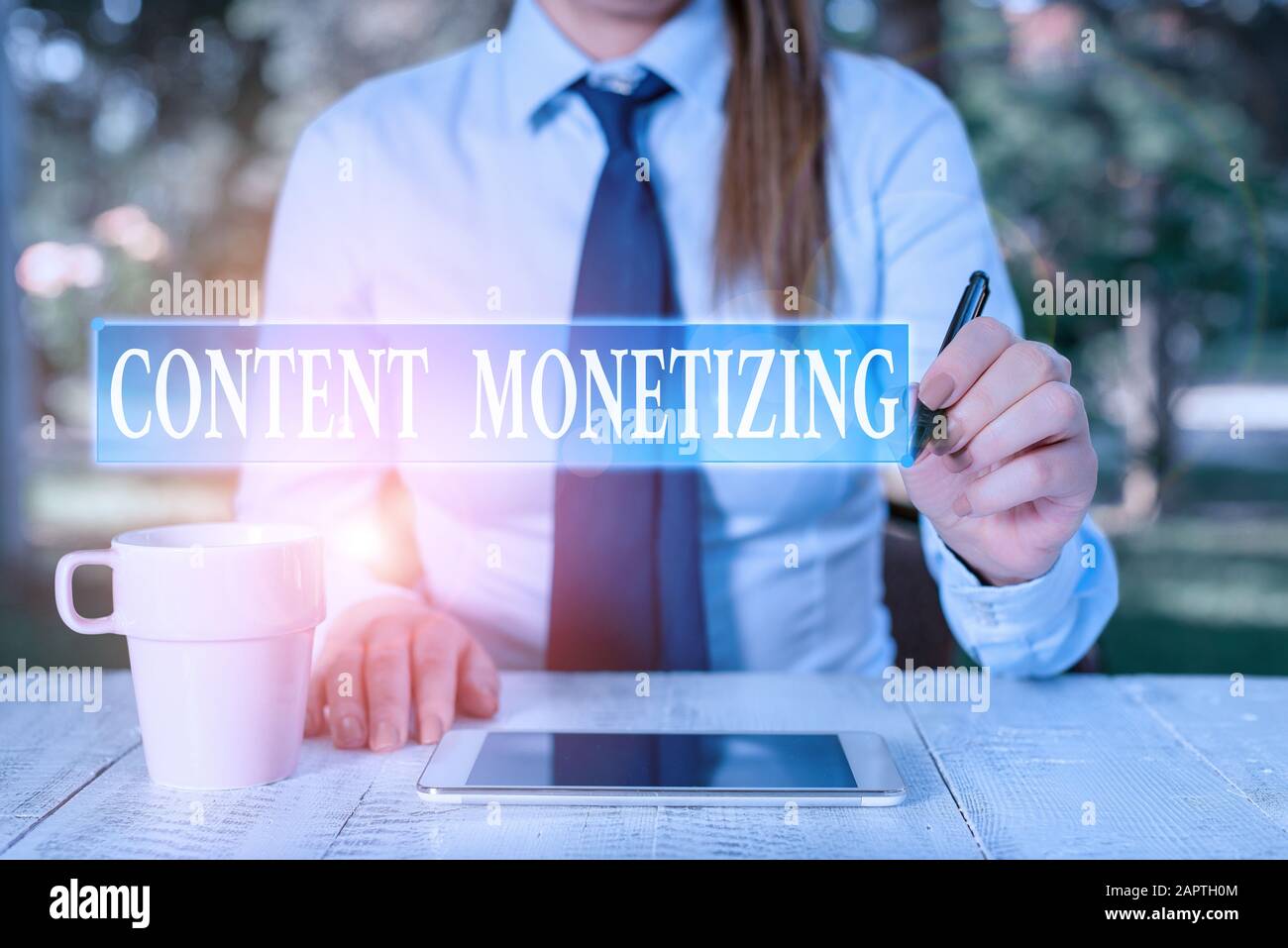 Conceptual hand writing showing Content Monetizing. Concept meaning ...