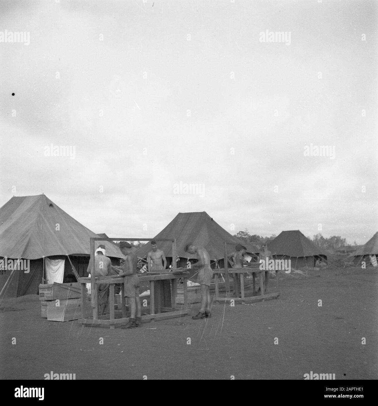 War volunteers in Malacca and Indonesia Building sinks in camp Morib ...