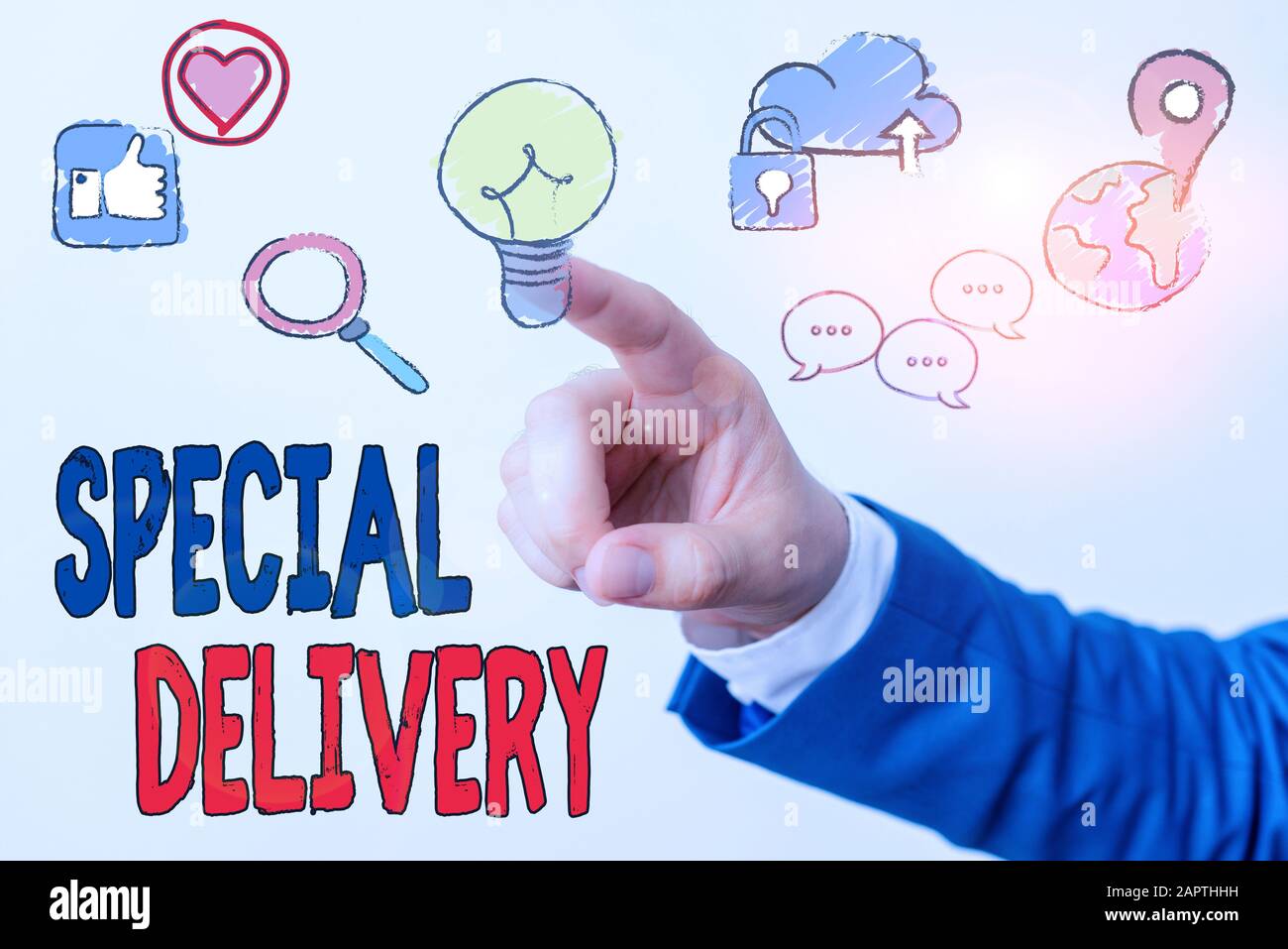 Writing note showing Special Delivery. Business concept for delivery of ...