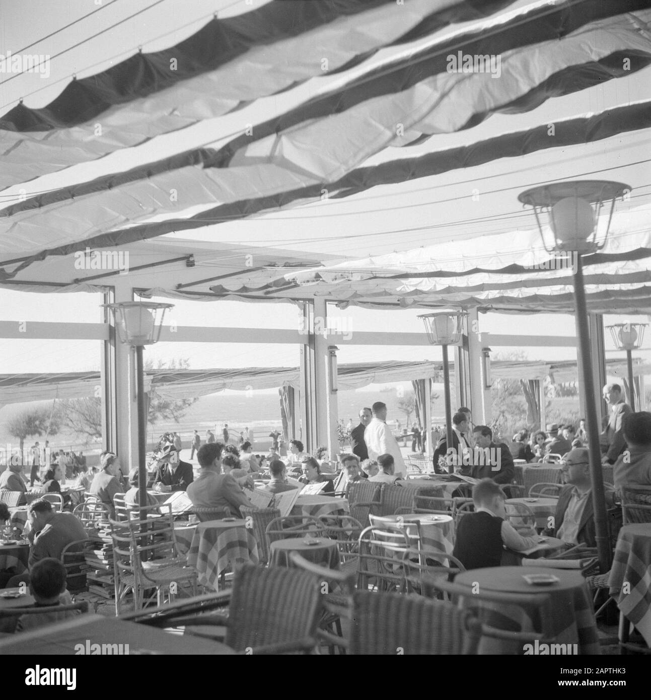 Beach cafe on sea Black and White Stock Photos & Images - Alamy