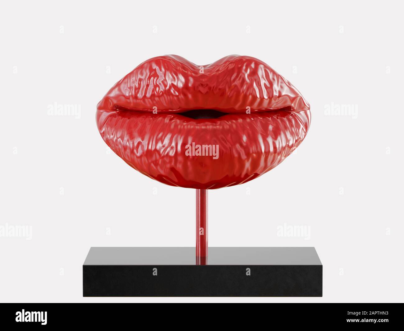 Figurine of lips kiss front view on a white background 3d rendering ...