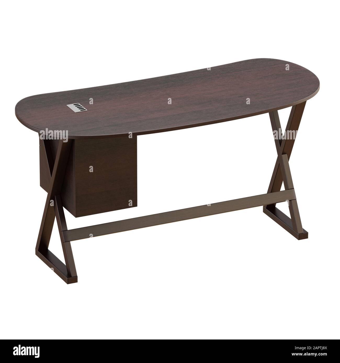 Wooden table on white background 3d rendering Stock Photo - Alamy