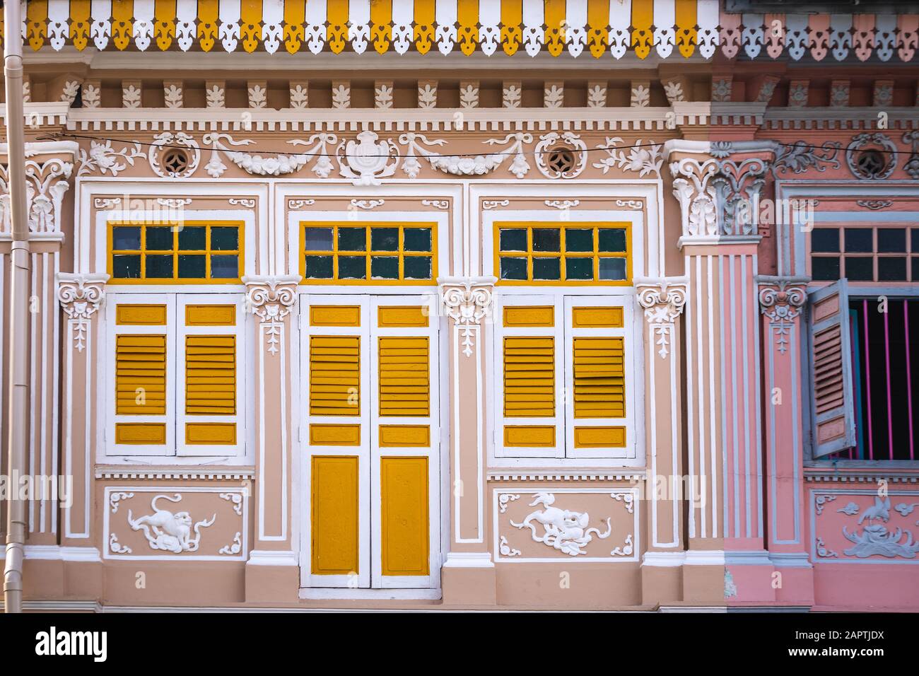 Colourful Peranakan Houses. The word Peranakan used by the local people ...