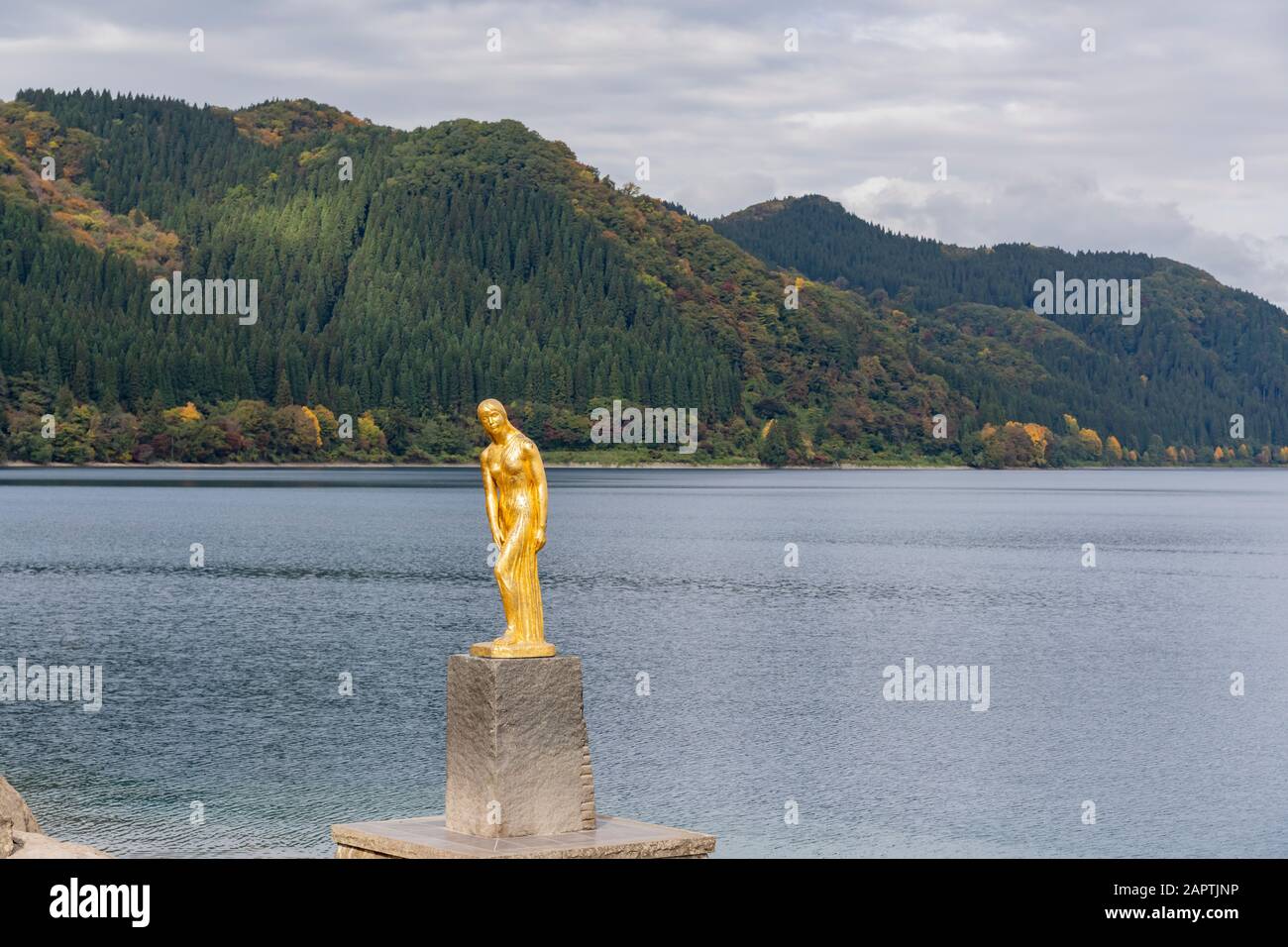 Statue of Tatsuko in Lake Tazawako at Akita, Japan Stock Photo - Alamy